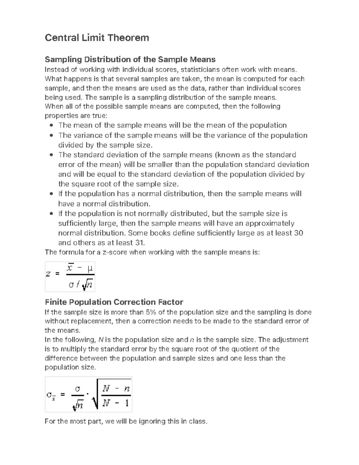 Central Limit Theorem - ï ï ï ï ï Central Limit Theorem Sampling ...