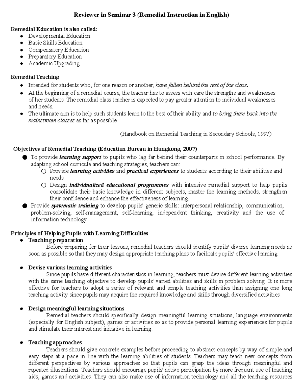 Reviewer in Seminar 1 and 3 - Reviewer in Seminar 3 (Remedial ...