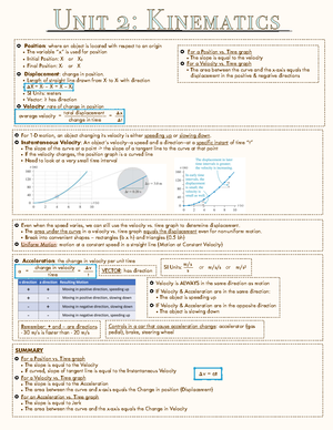 Ap physics unit 2 - Position: where an object is located with respect ...