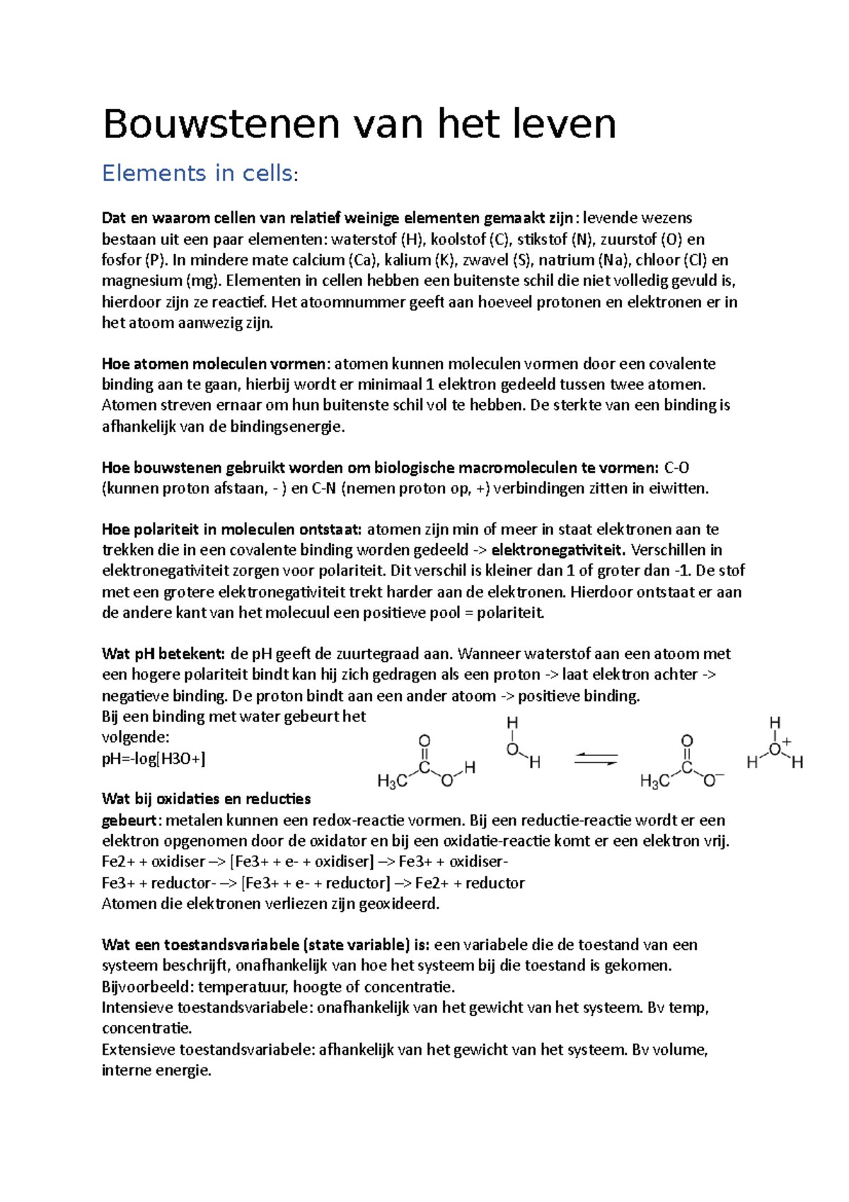 Bouwstenen van het leven - Bouwstenen van het leven Elements in cells ...