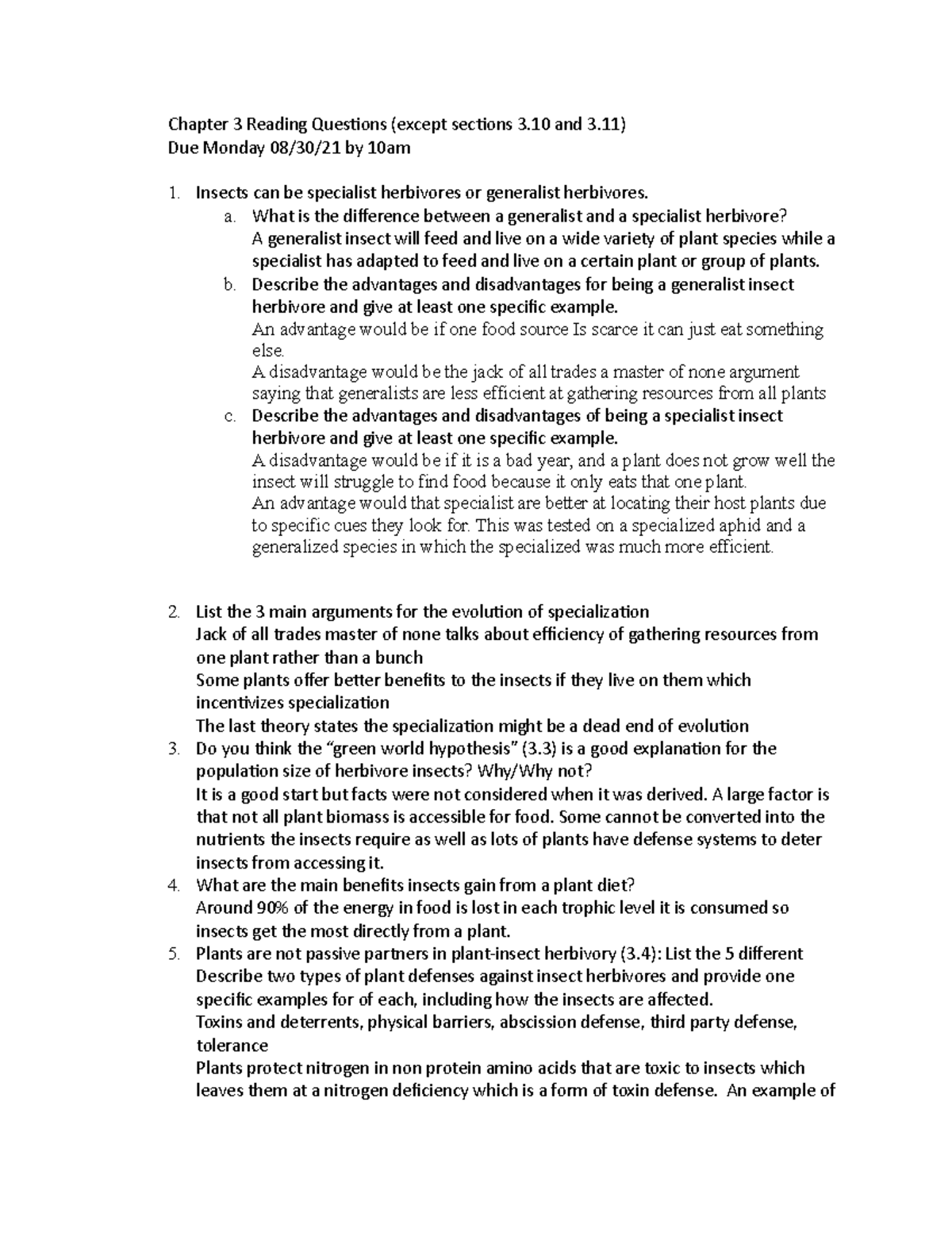 Chapter 3 Reading Questions - Chapter 3 Reading Questions (except ...