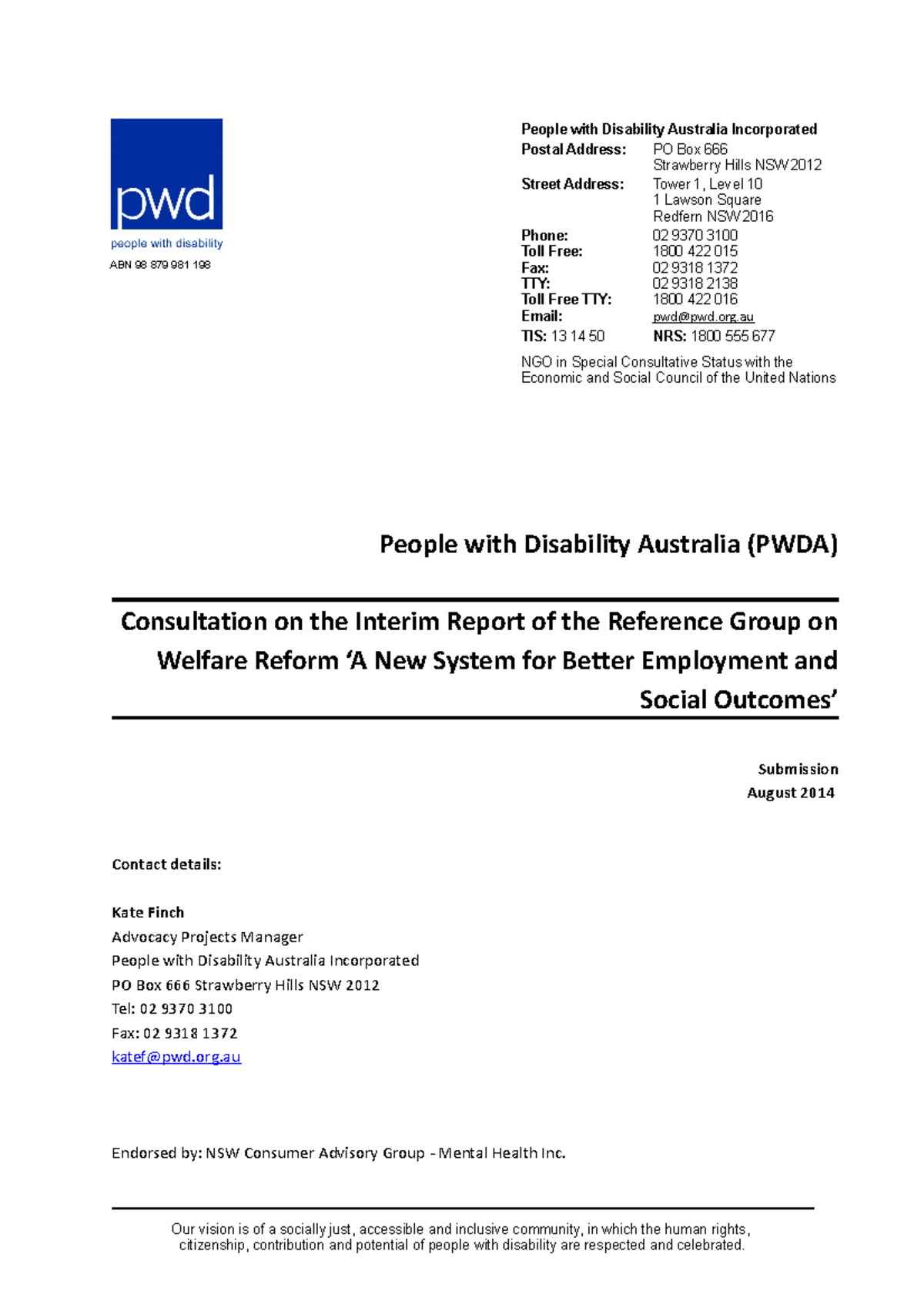 130 - people with disability - People with Disability Australia (PWDA ...