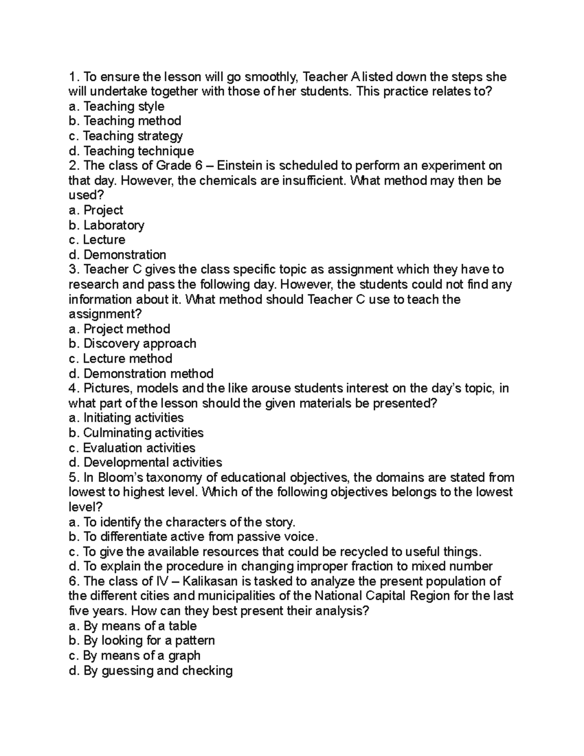 Review 1 Material in Professional Education - To ensure the lesson will ...