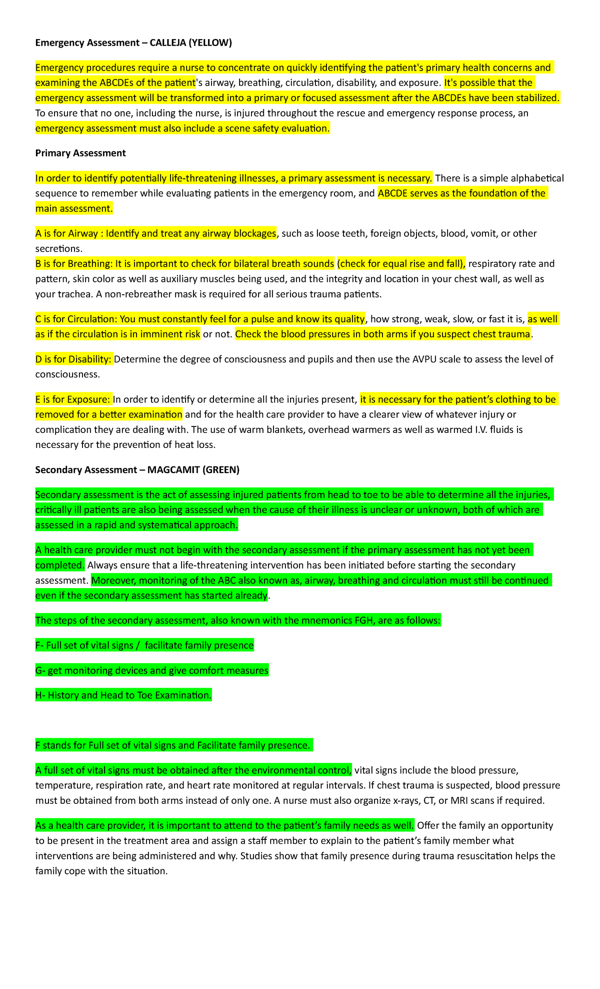 Script FOR Voiceover (Additional Materials) - Emergency Assessment ...