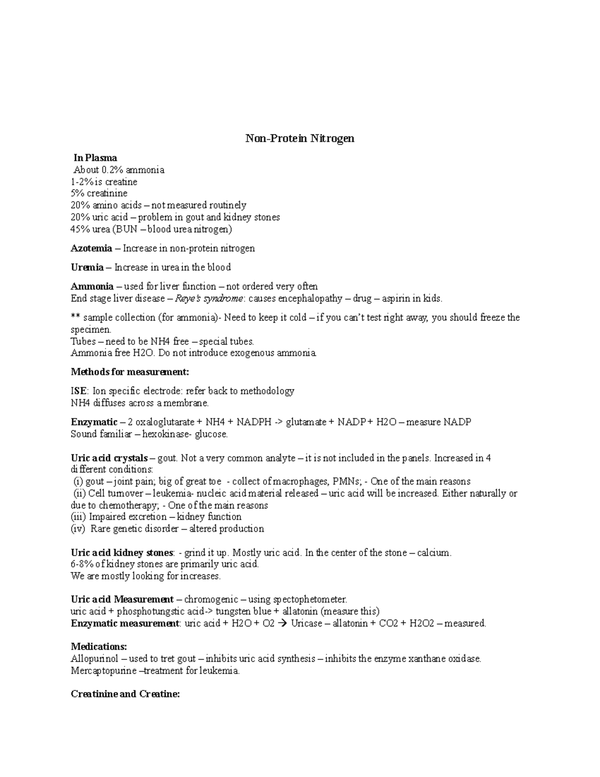 Chem notes 2 - susan galindo - Nitrogen In Plasma About ammonia is ...
