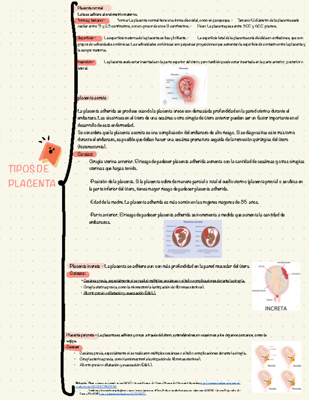 Embriología - Embriología - TIPOS DE PLACENTA Placenta normal Esta se ...