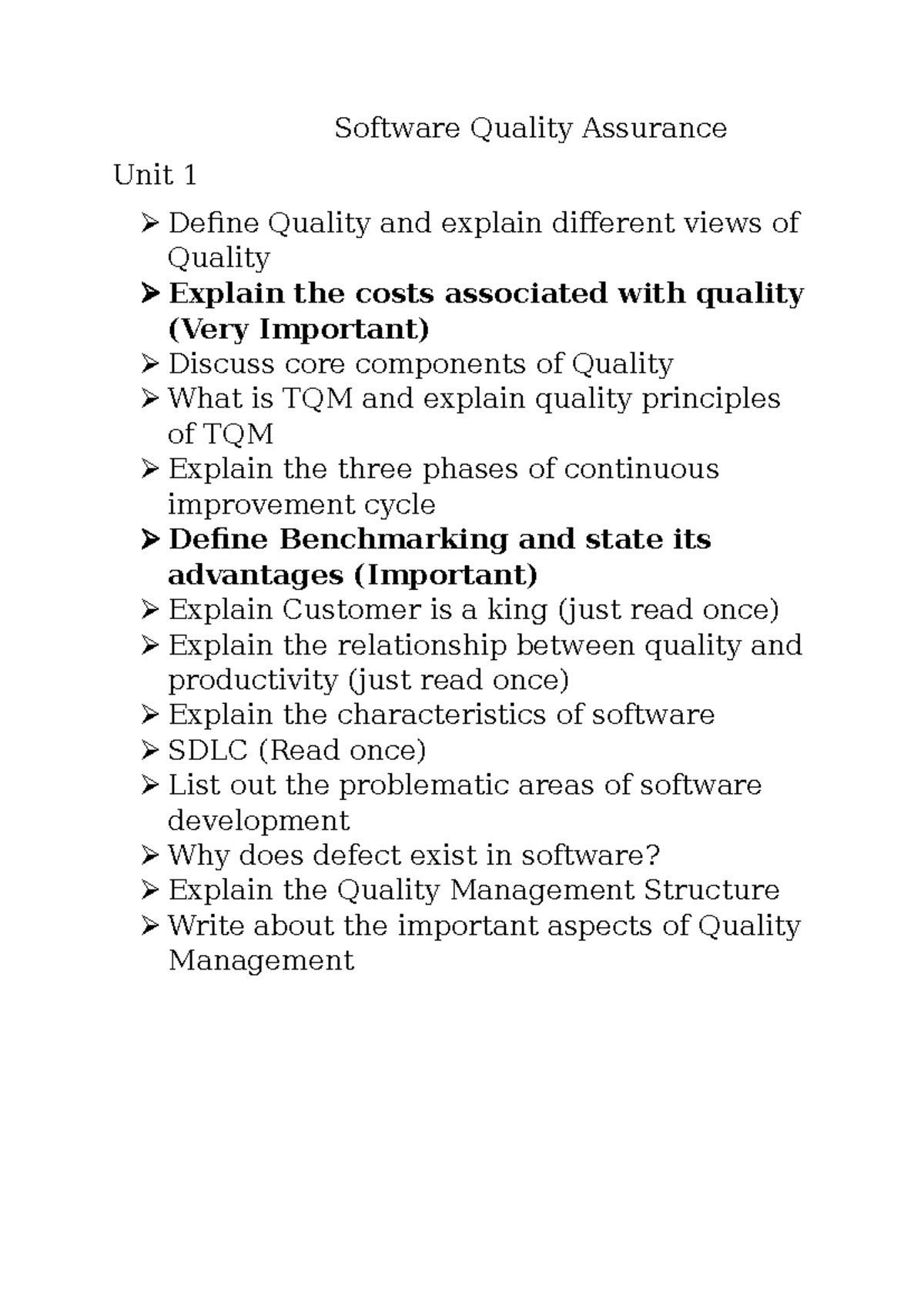 Software Quality Assurance - Studocu