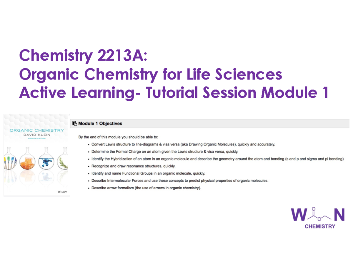 Module 1 2023 notes - Chemistry 2213A: Organic Chemistry for Life ...