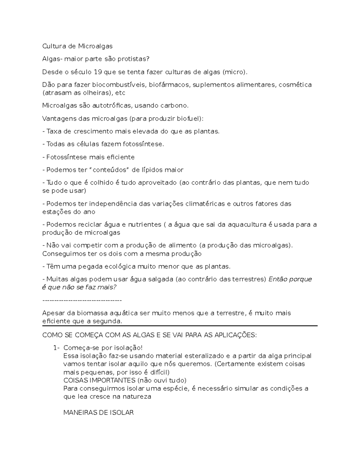 Aula 3- Cultura de Microalgas - Cultura de Microalgas Algas- maior ...