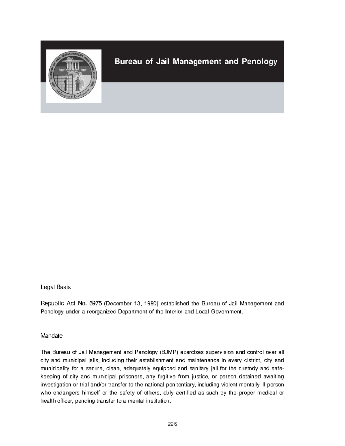 BJMP - Legal Basis Republic Act No. 6975 (December 13, 1990 ...