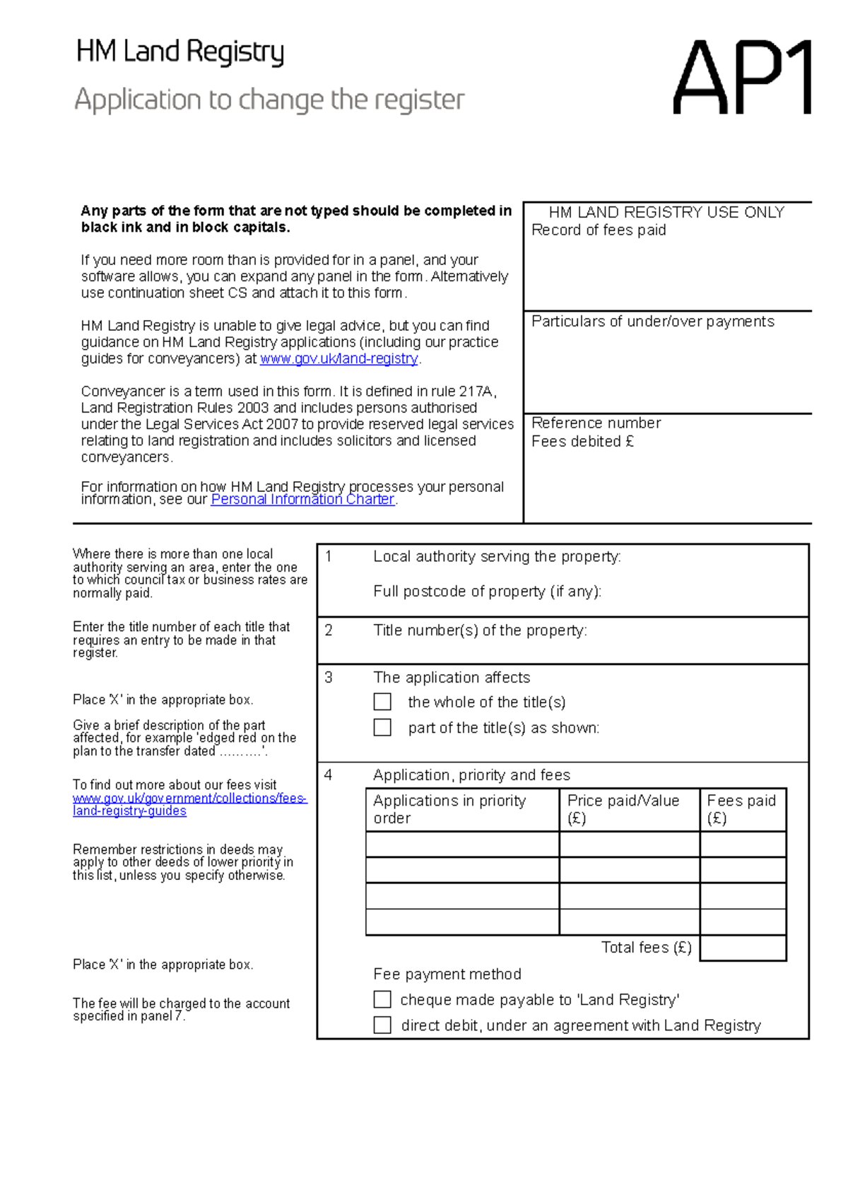 AP1 - ap1 - Any parts of the form that are not typed should be ...