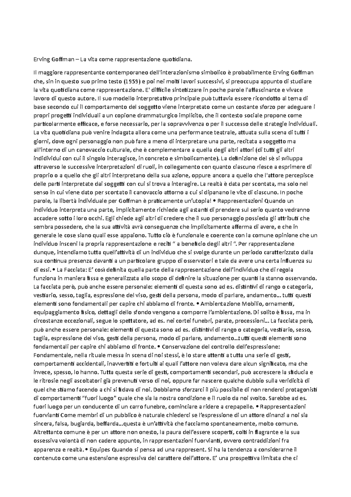 Erving Goffman - Riassunto - Erving Goffman – La vita come ...