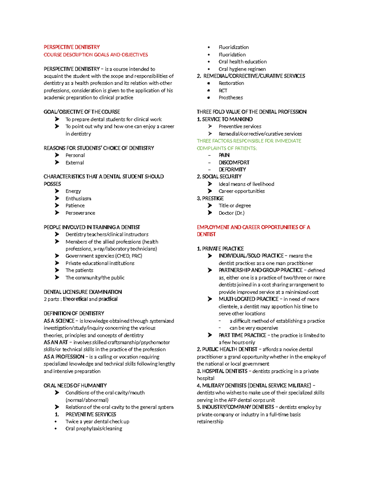 Perspective Dentistry Prelims - PERSPECTIVE DENTISTRY COURSE ...