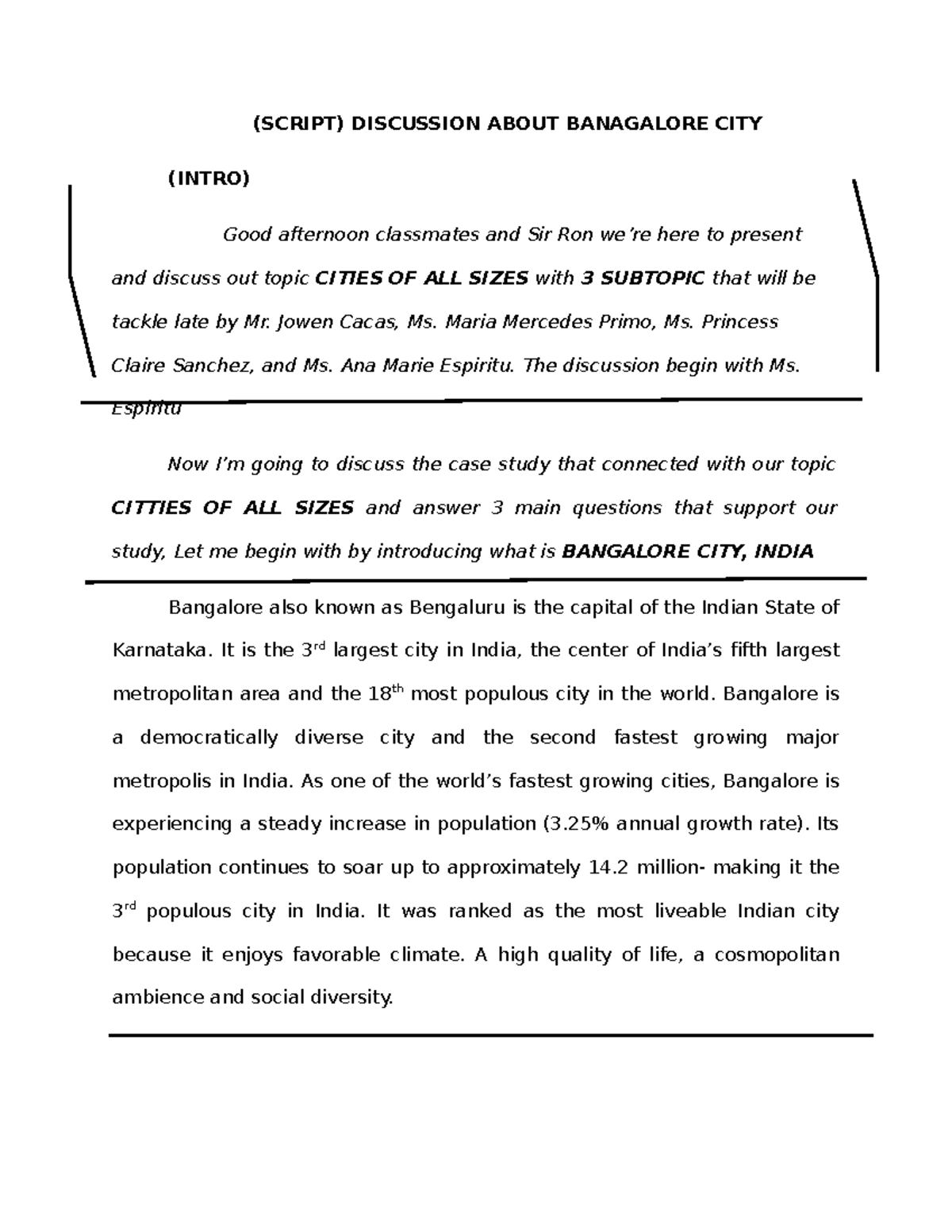 Bangalore also known as Bengaluru is the capital of the Indian State of ...