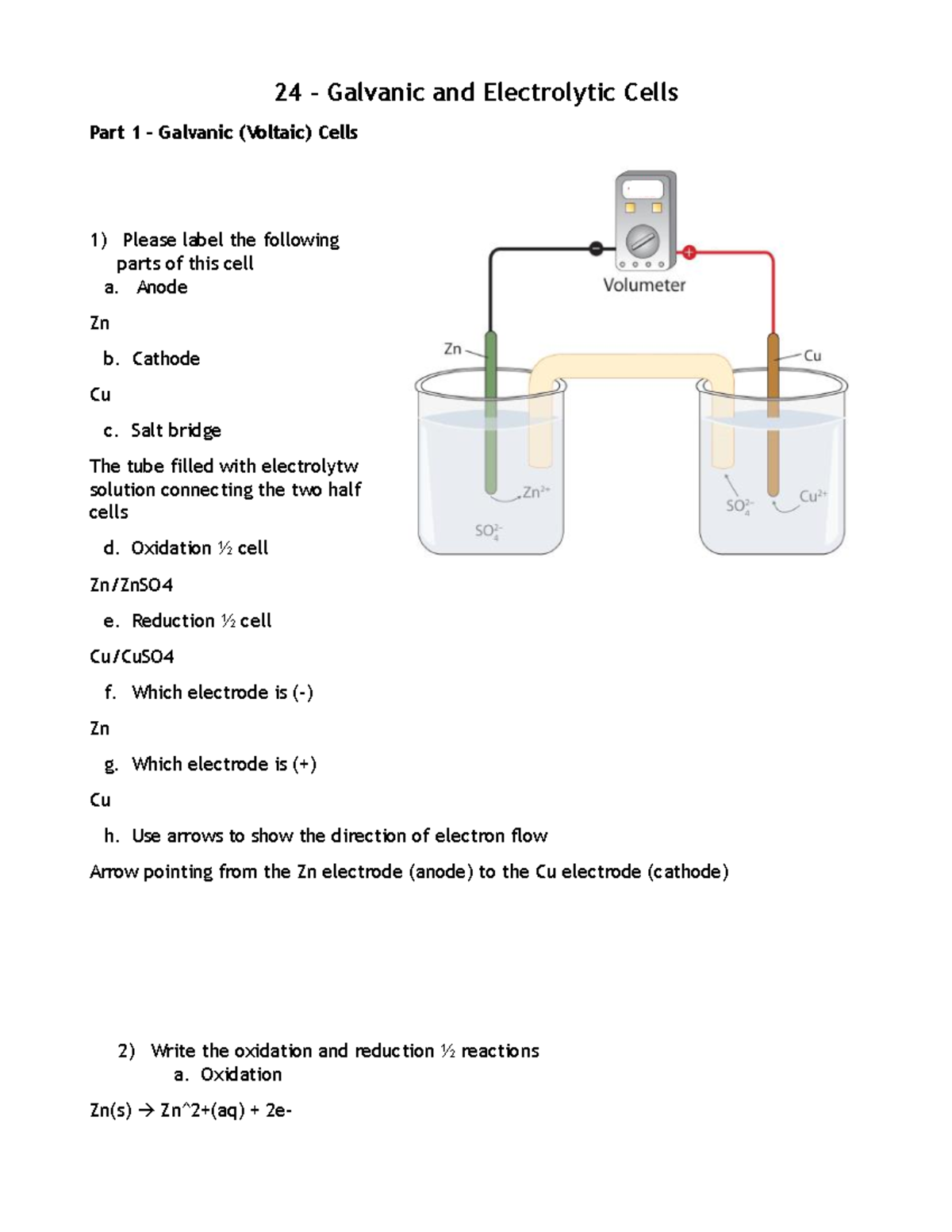 24 - Galvanic and Electrolytic Cells - 24 – Galvanic and Electrolytic ...