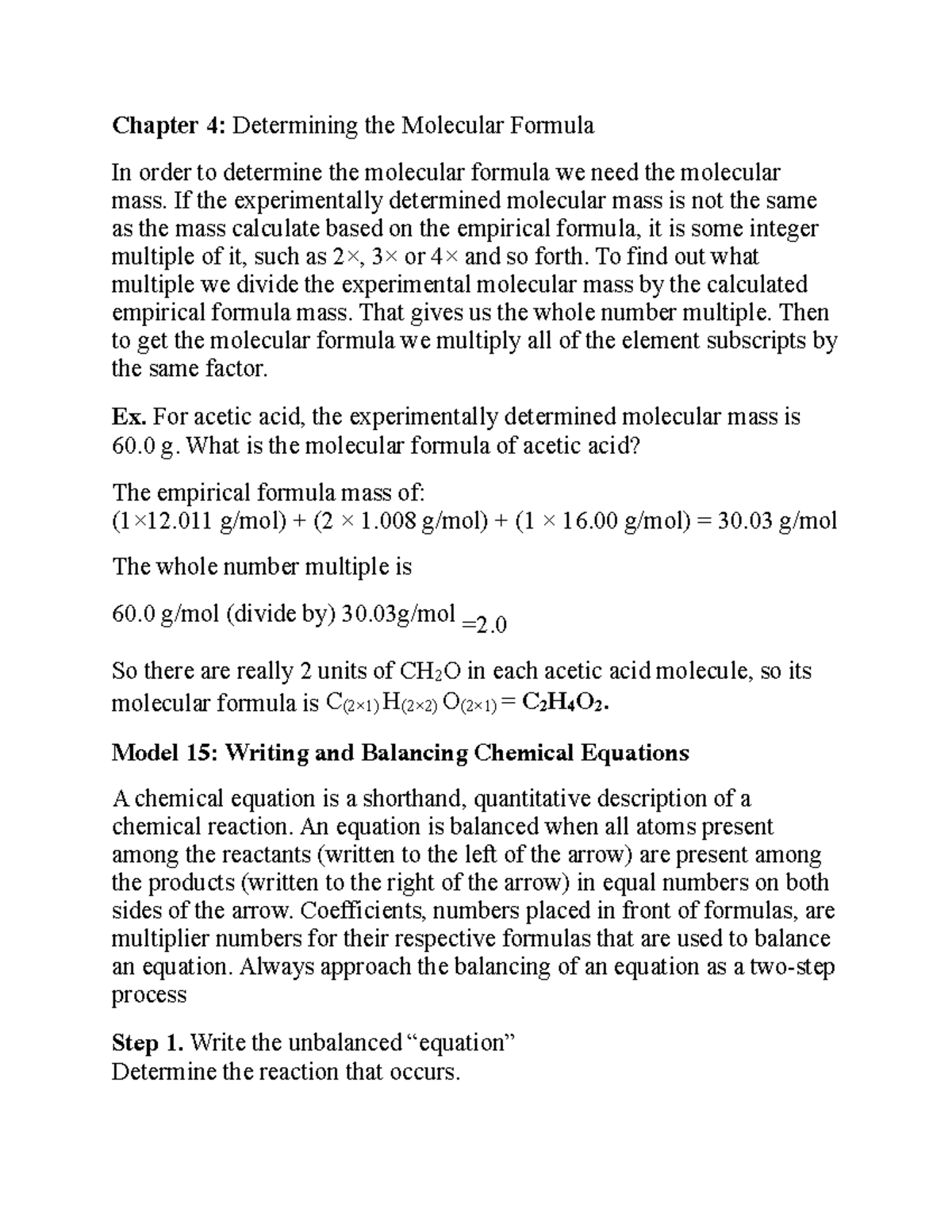 General Chemistry Notes - Chapter 4: Determining the Molecular Formula ...