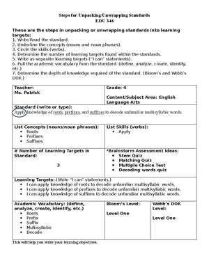 Science- Unpacking Standard - Steps for Unpacking/Unwrapping Standards ...