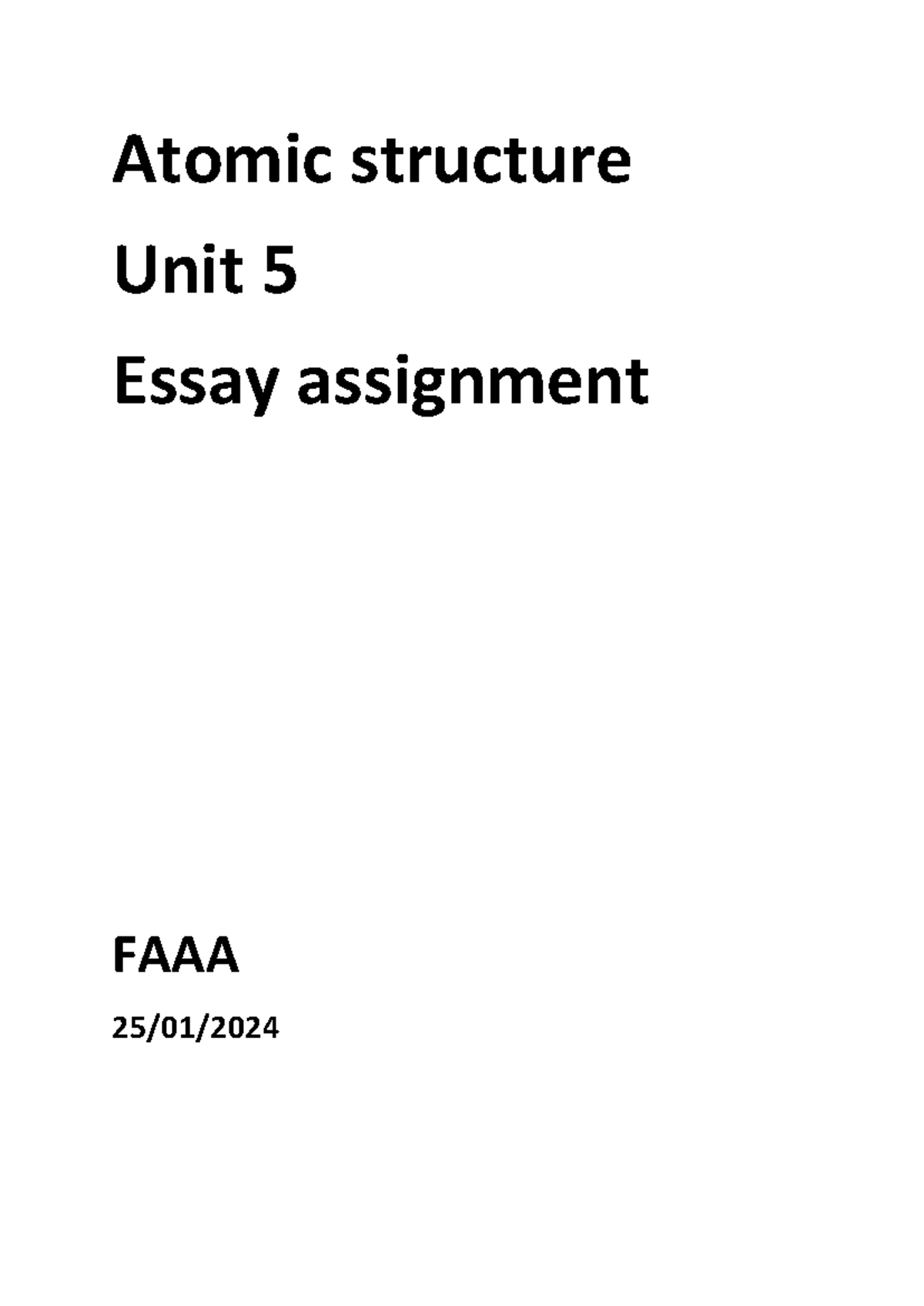 Atomic structer pdf SS - pass - Atomic structure Unit 5 Essay ...