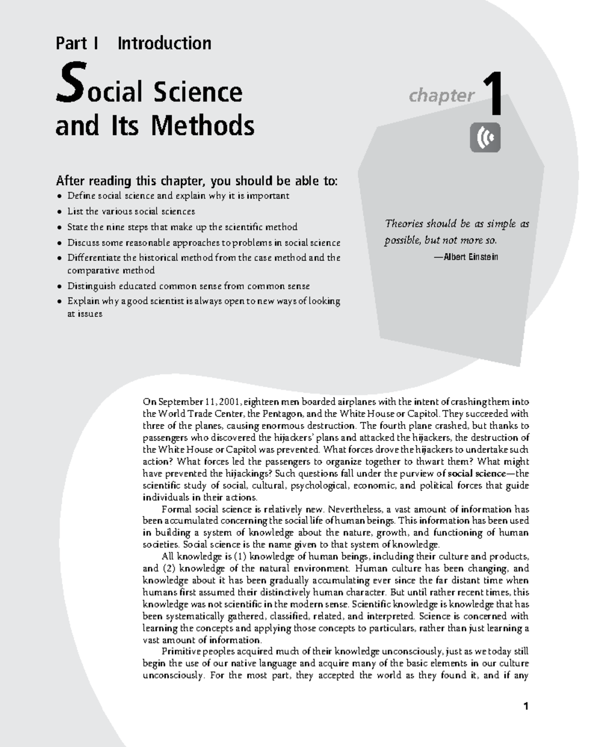 Social Science Cap 1 - Lectura - Part I Introduction Social Science and ...