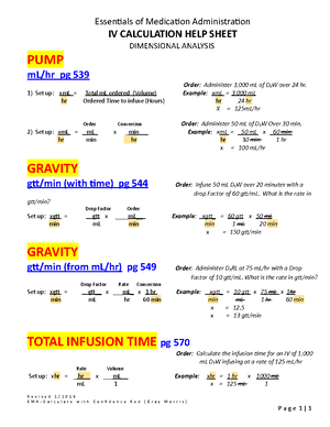 IV Calculation Practice - Name: ______________________ IV CALCULATIONS ...