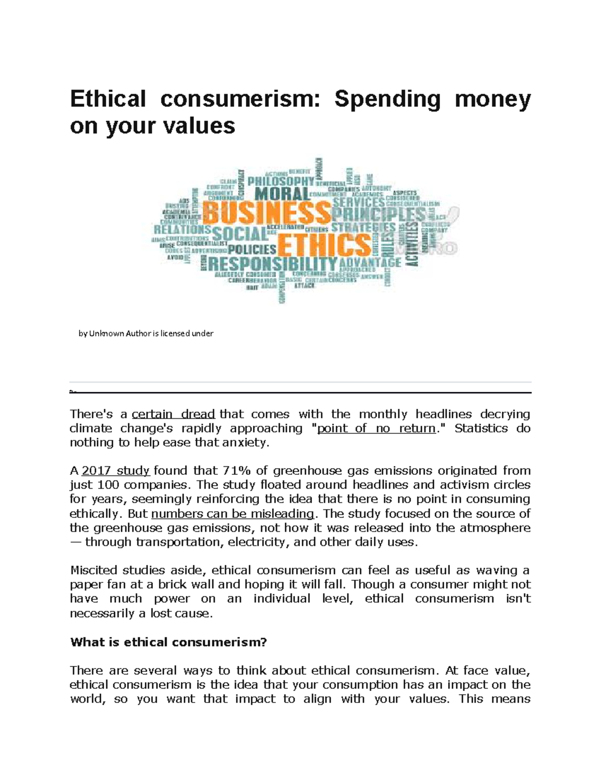 Ethical consumers - Semestre 3 - Ethical consumerism: Spending money on ...