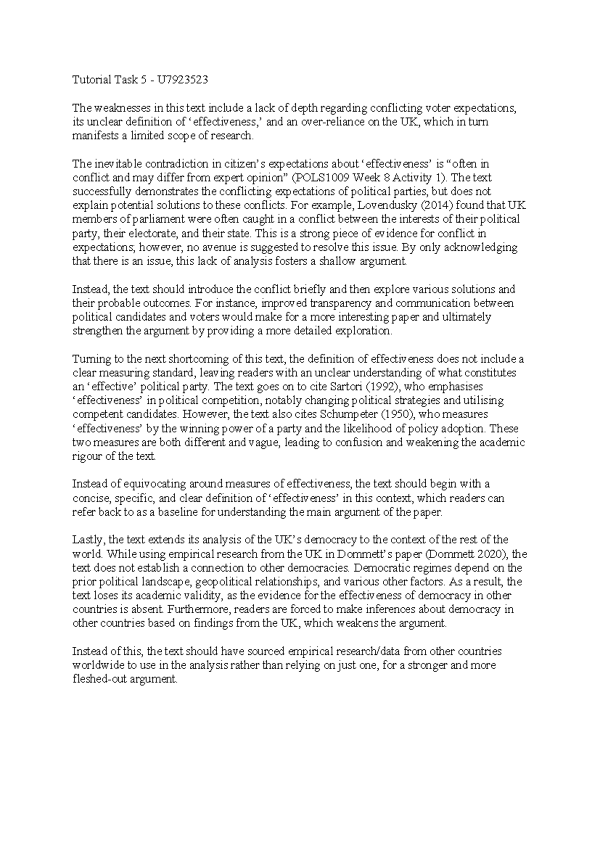 Tutorial Task 5 - The inevitable contradiction in citizen’s expectations about ‘effectiveness ...