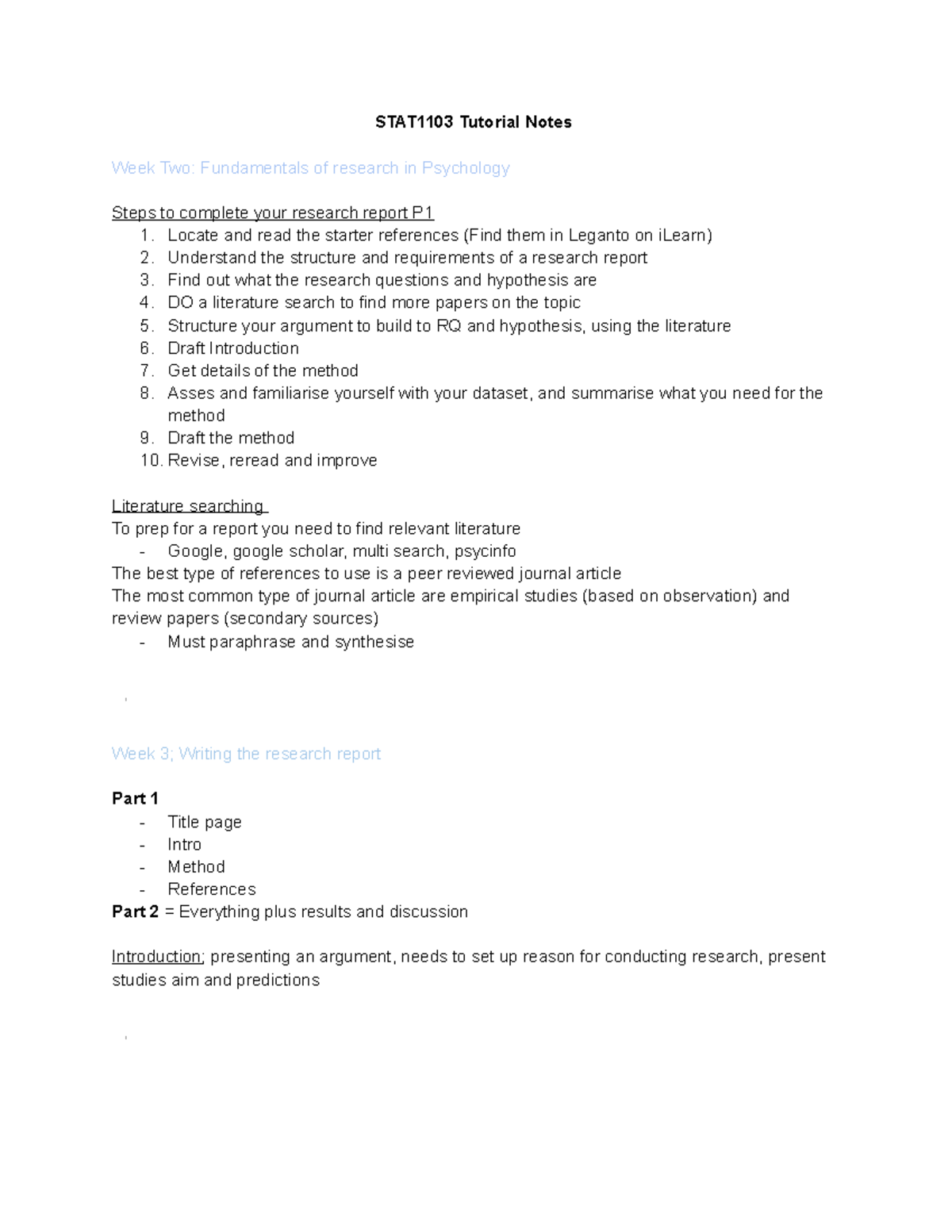 Statistics Tutorials - stats tut - STAT1103 Tutorial Notes Week Two ...