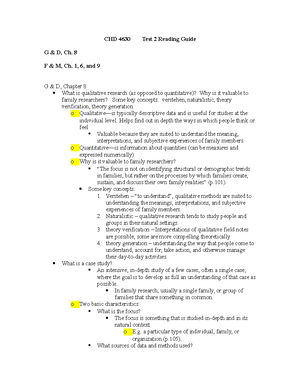 CHD 4630-002 Lecture 3 Notes - Identifying a Research Question (CH 2 ...