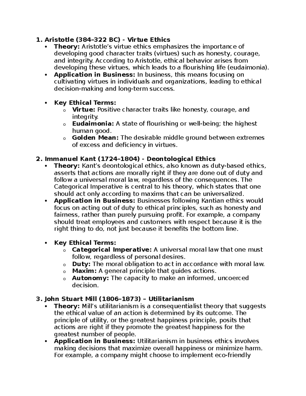 Types of Ethical Viewpoints - 1. Aristotle (384–322 BC) - Virtue Ethics ...
