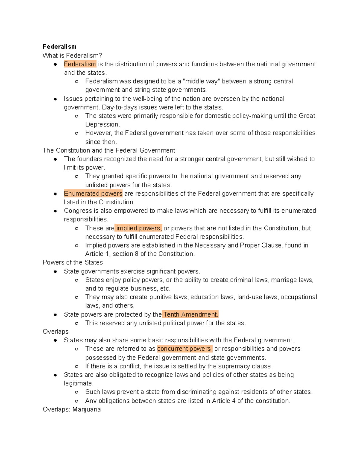 Gov Chapter 2 - Lecture notes - Federalism What is Federalism ...