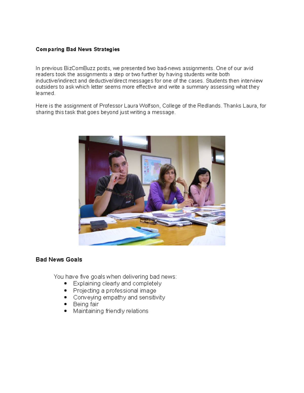 Comparing Bad News Strategies - One of our avid readers took the ...