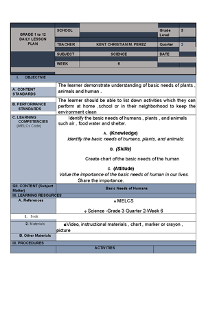 4As Lesson PLAN in PE - SEMI-DETAILED LESSON PLAN IN PE 3 I. MGA ...