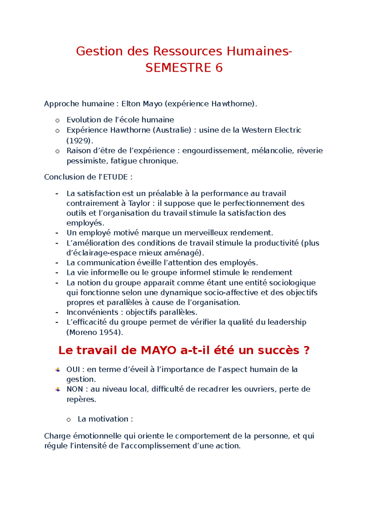 Gestion des Ressources Humaines S6 - Gestion des Ressources Humaines ...