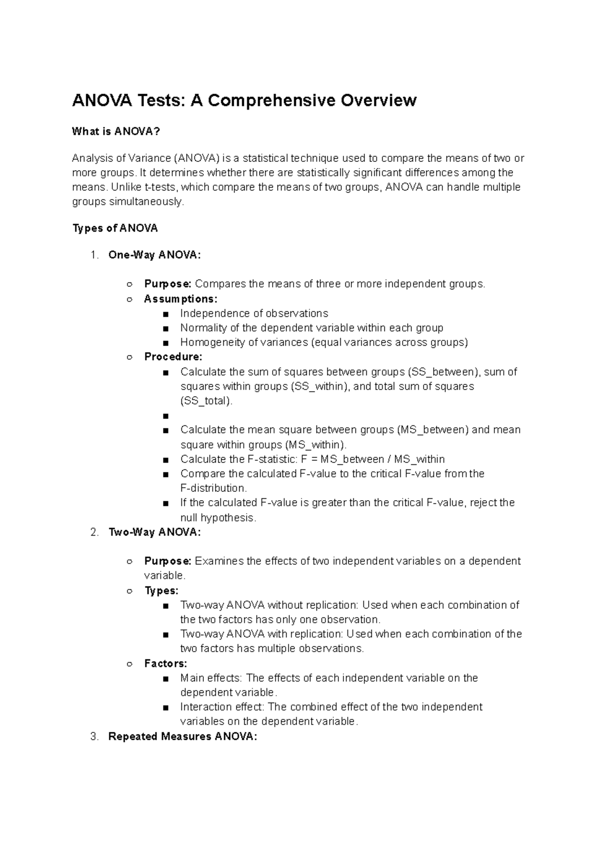 Anova tests - ANOVA Tests: A Comprehensive Overview What is ANOVA ...