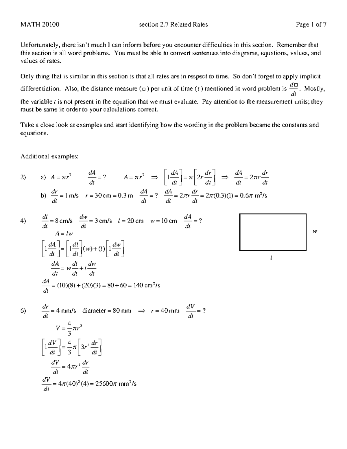 Ch2sec7-examples - Examples and Summary - MATH 20100 section 2 Related ...