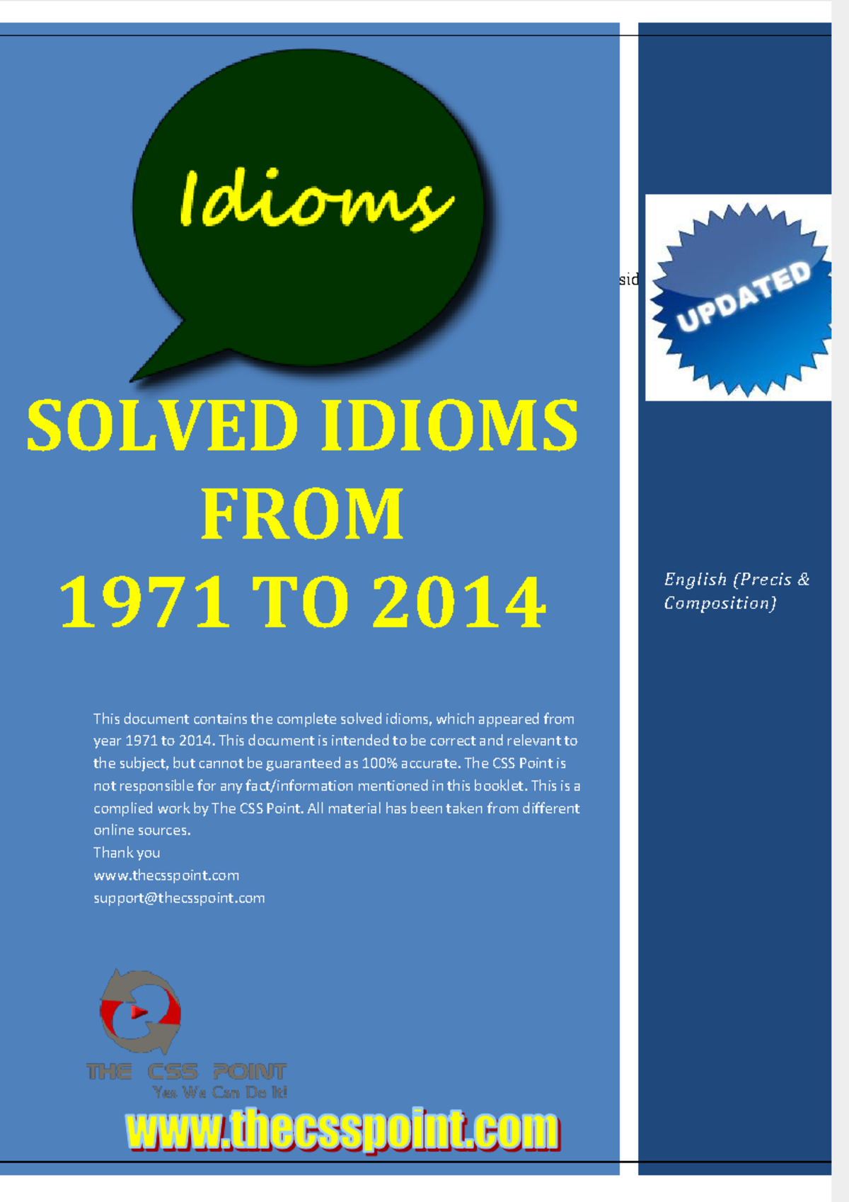 40 Years Solved CSS Idioms Book PDF Free Download - English literature ...