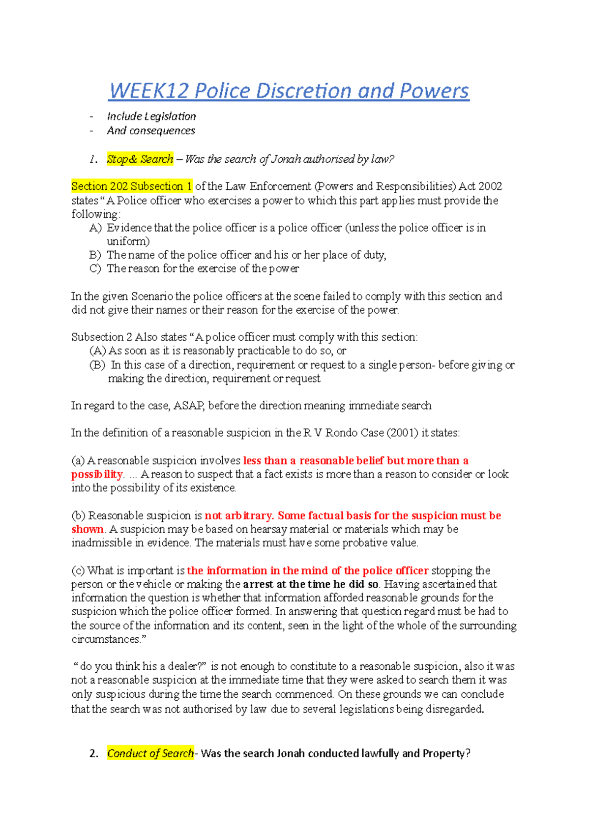 Week 12 Crim Police Discretion - WEEK12 Police Discretion and Powers ...