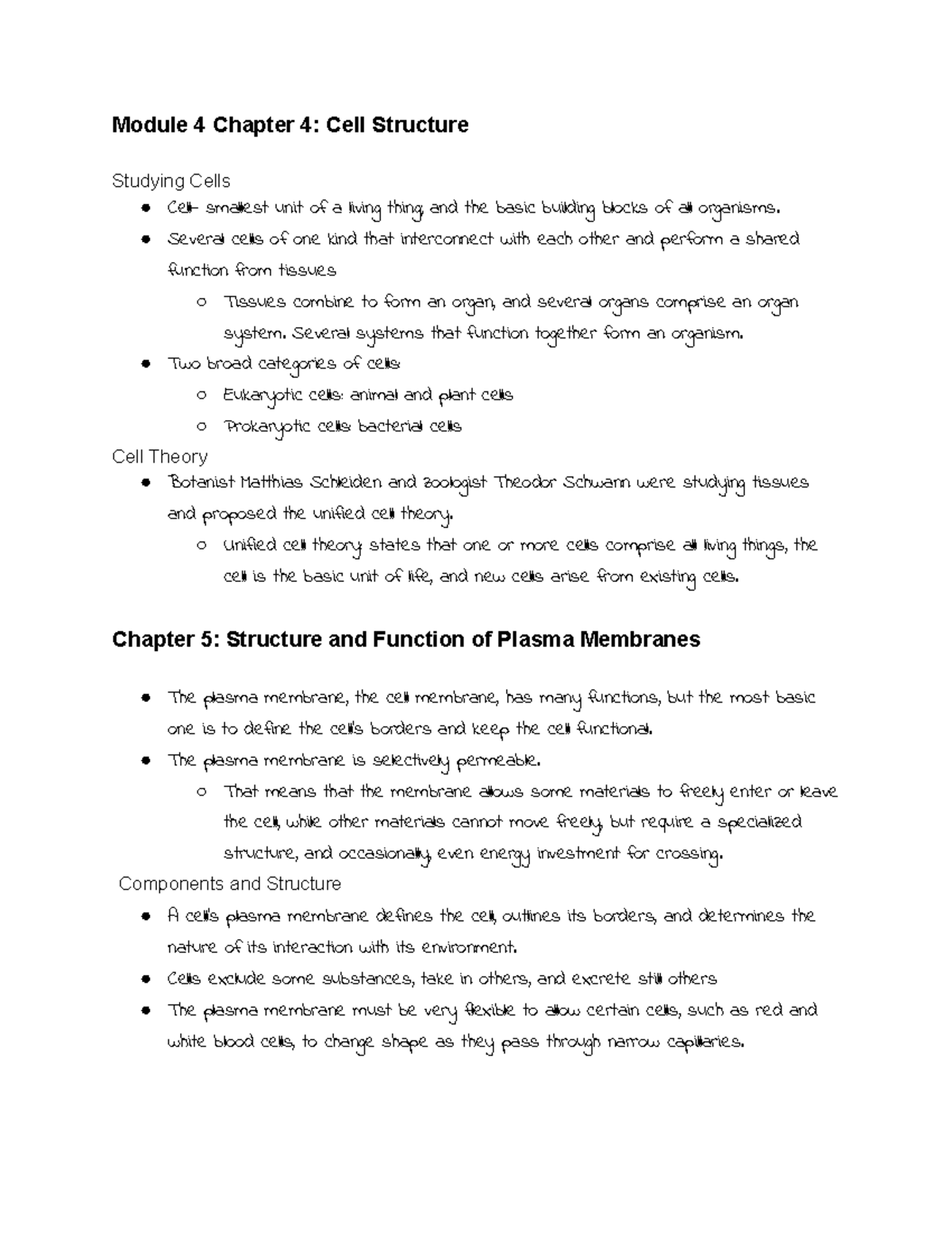 Module 4 Chapter 4 Cell Structure textbook notes - Module 4 Chapter 4 ...