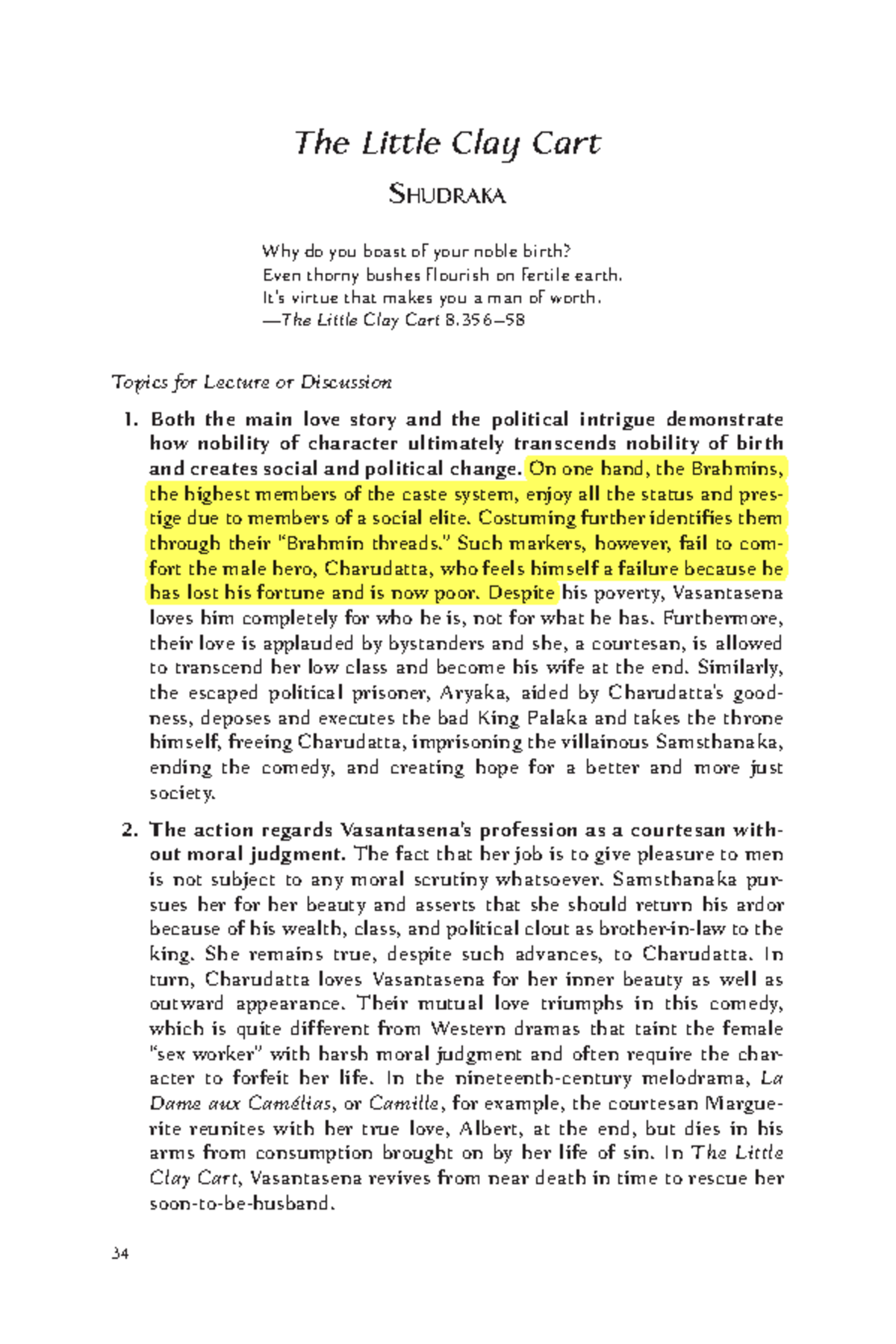 Lecturenoteslittleclaycart shudraka - 34 The Little Clay Cart SHUDRAKA ...