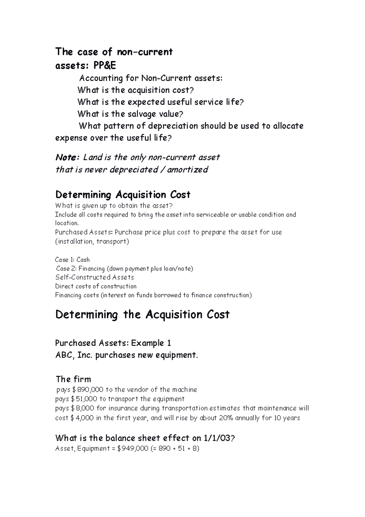 The case of non-current - The case of non-current assets: PP&E ...
