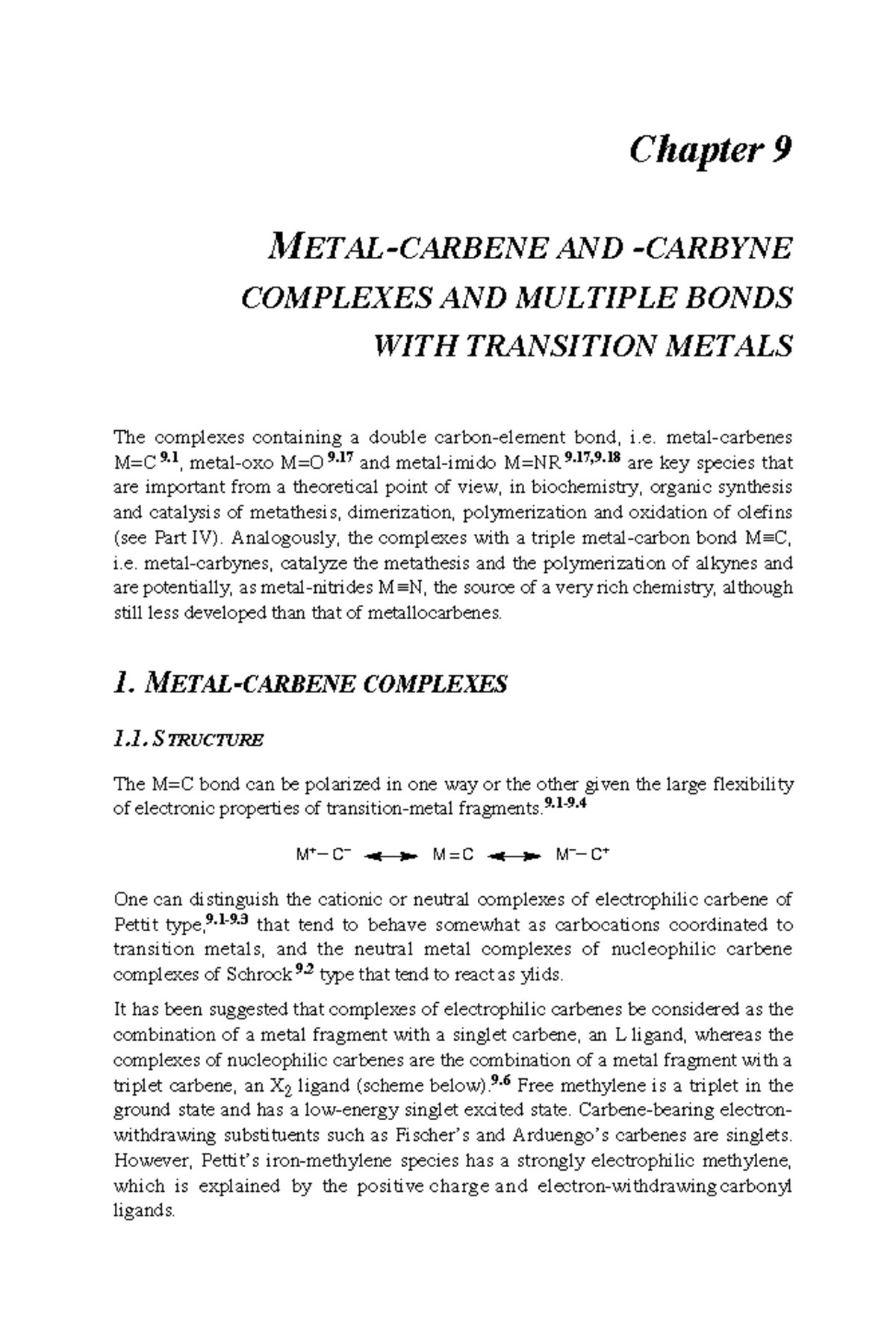 Carbene - Nil - Chapter 9 M ETAL- CARBENE AND - CARBYNE COMPLEXES AND ...