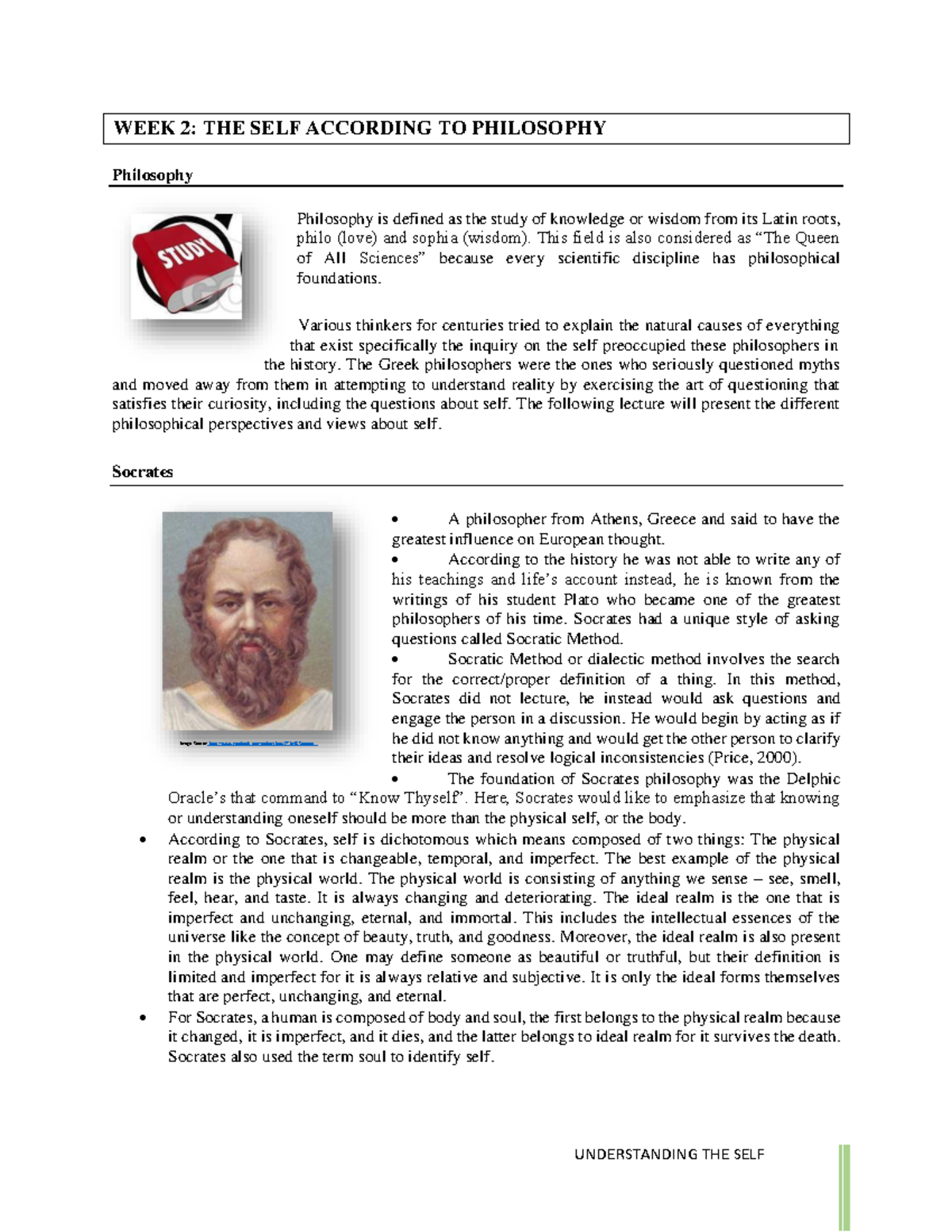 UTS Module No 2 The Self According to Philosophy - Image Source: - Studocu