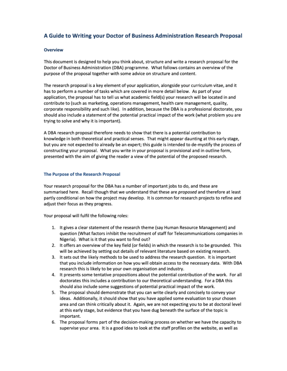 DBA Guide to Writing a Research Proposal 0421 - Strategic management ...