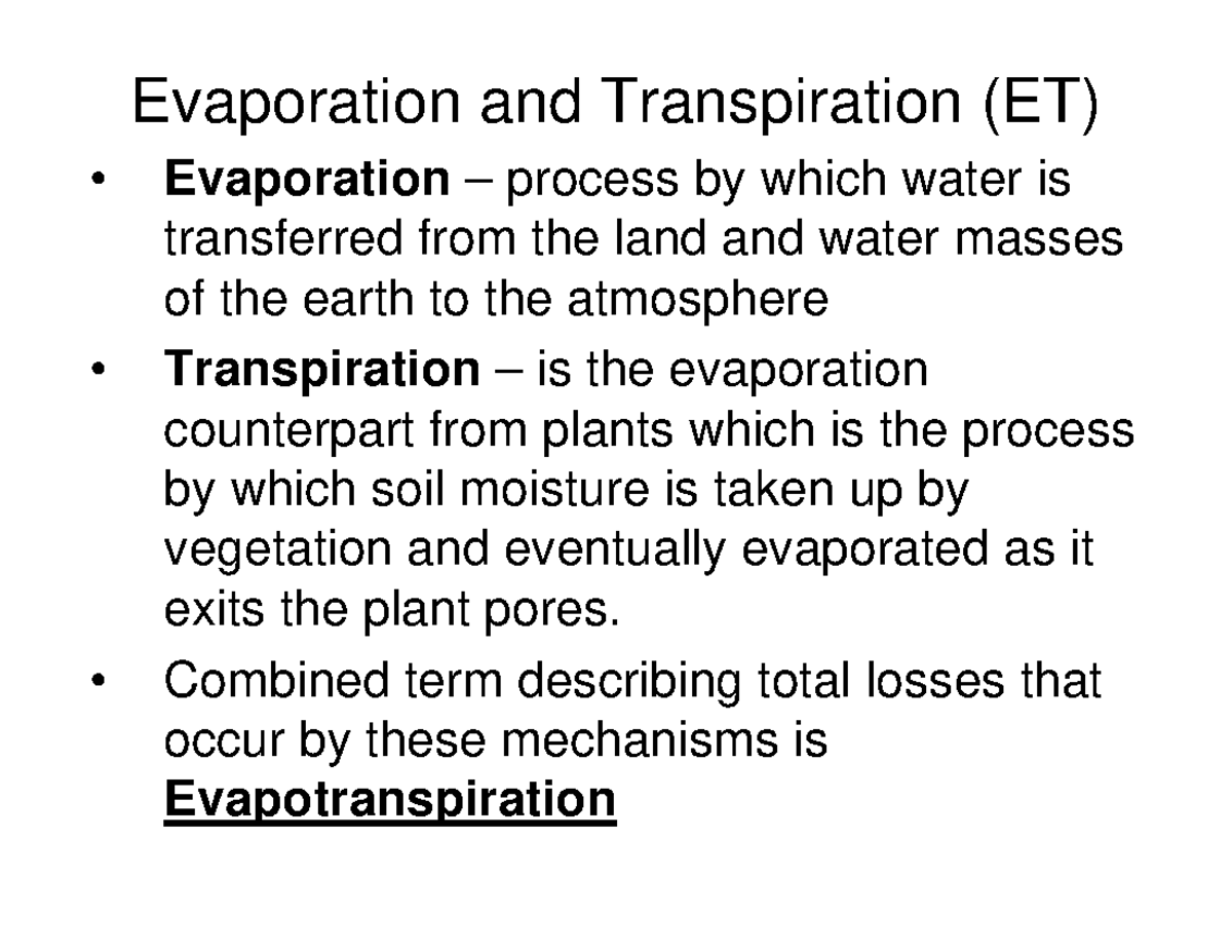 284560257 Lecture 6 Evaporation and Transpiration - Evaporation and ...