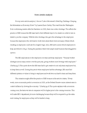 MGMT HR Assignment - Human Resource Assignment One of the questions I asked an HR manager was ...