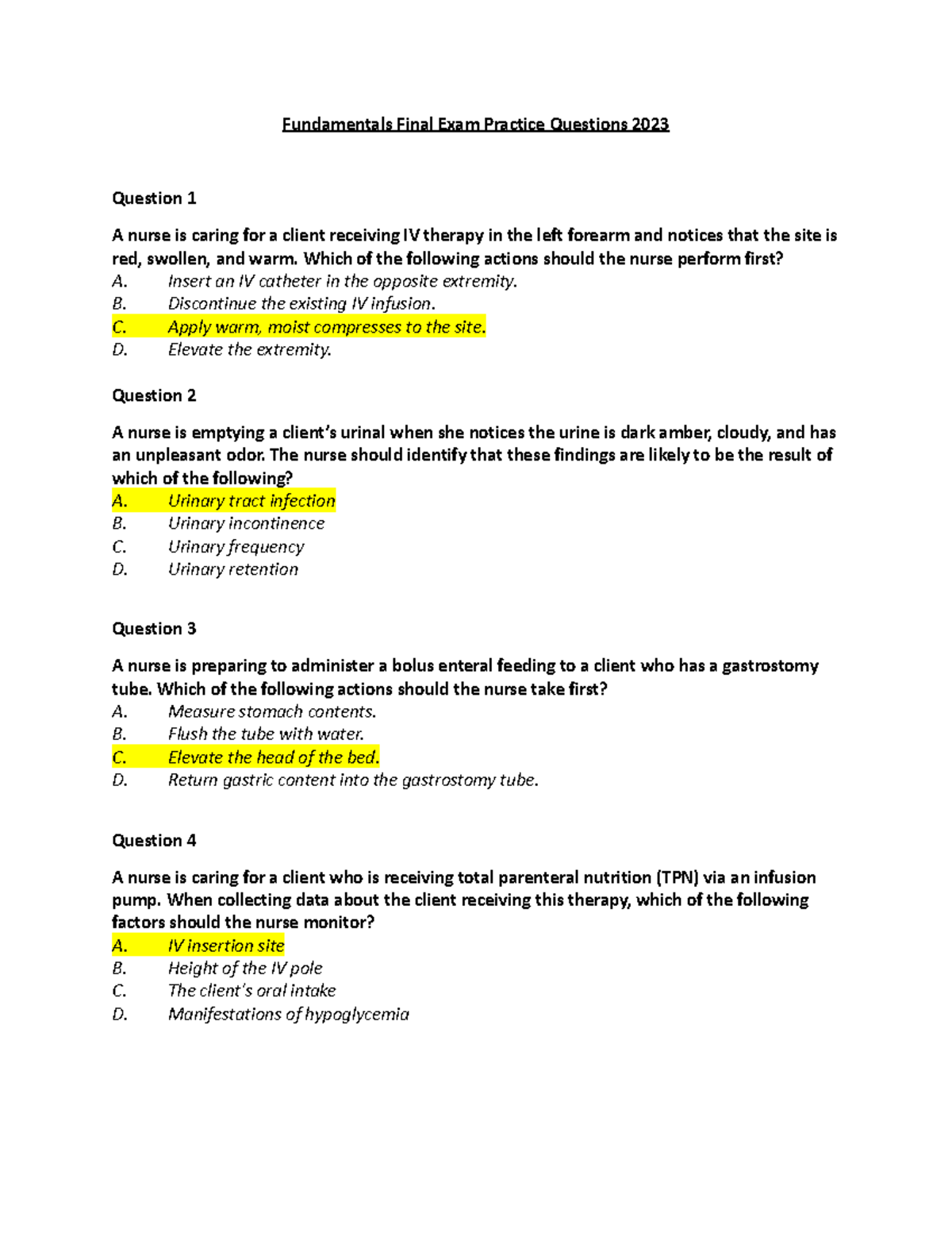 Final pratice question Fundamentals 2023 - Fundamentals Final Exam ...