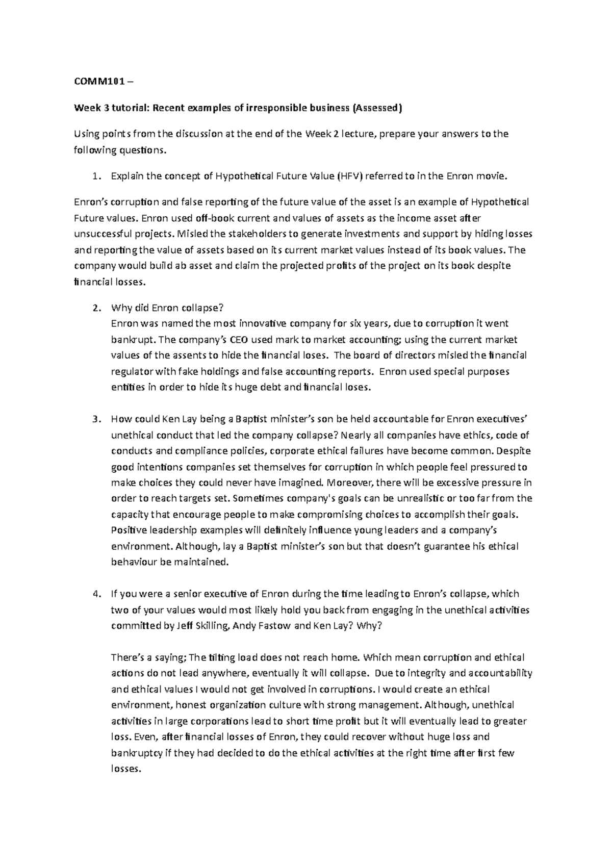 Week 3Q - week tutorial answers - COMM101 – Week 3 tutorial: Recent ...