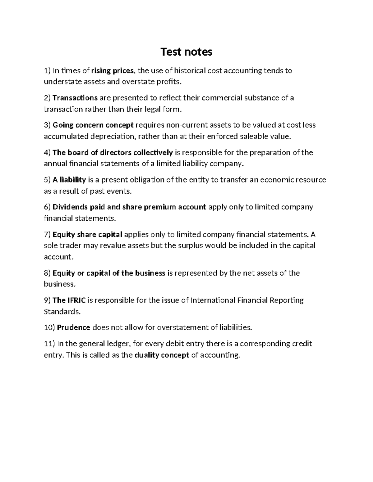 Test notes ACCA F3 - Summary Acca - Acca - Test notes In times of ...