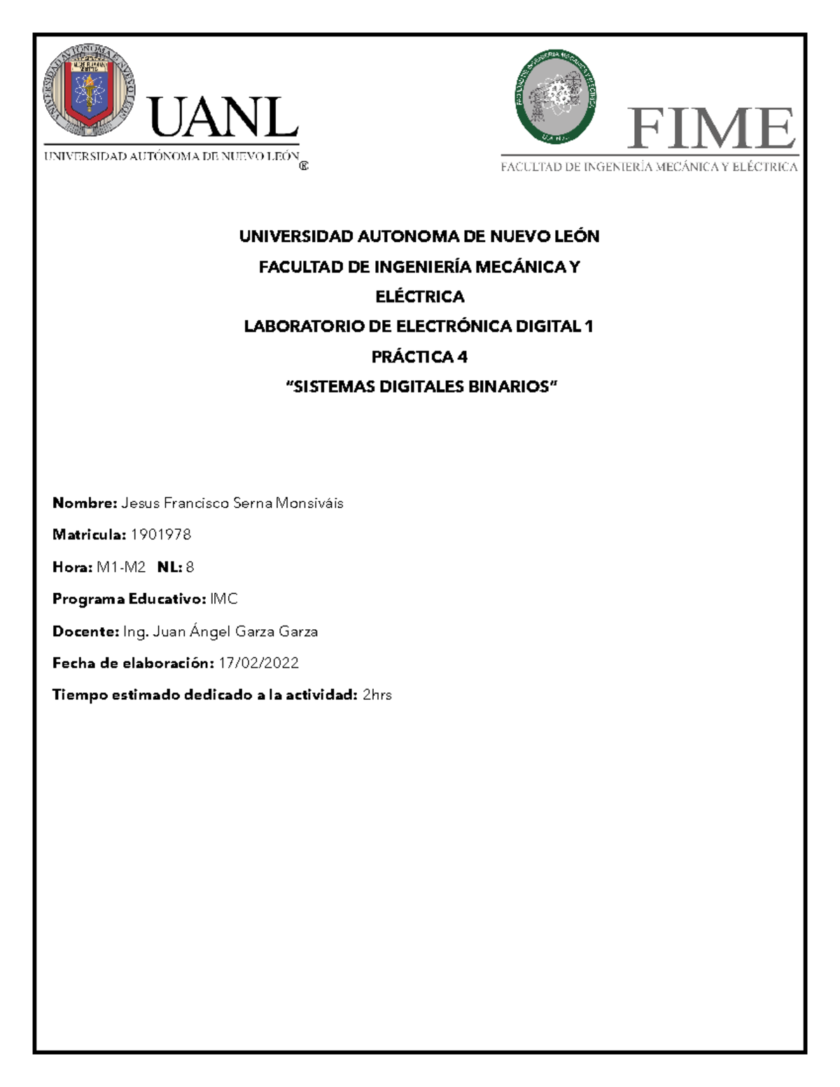 Practica 4 Laboratorio De Electronica Digital Universidad Autonoma De