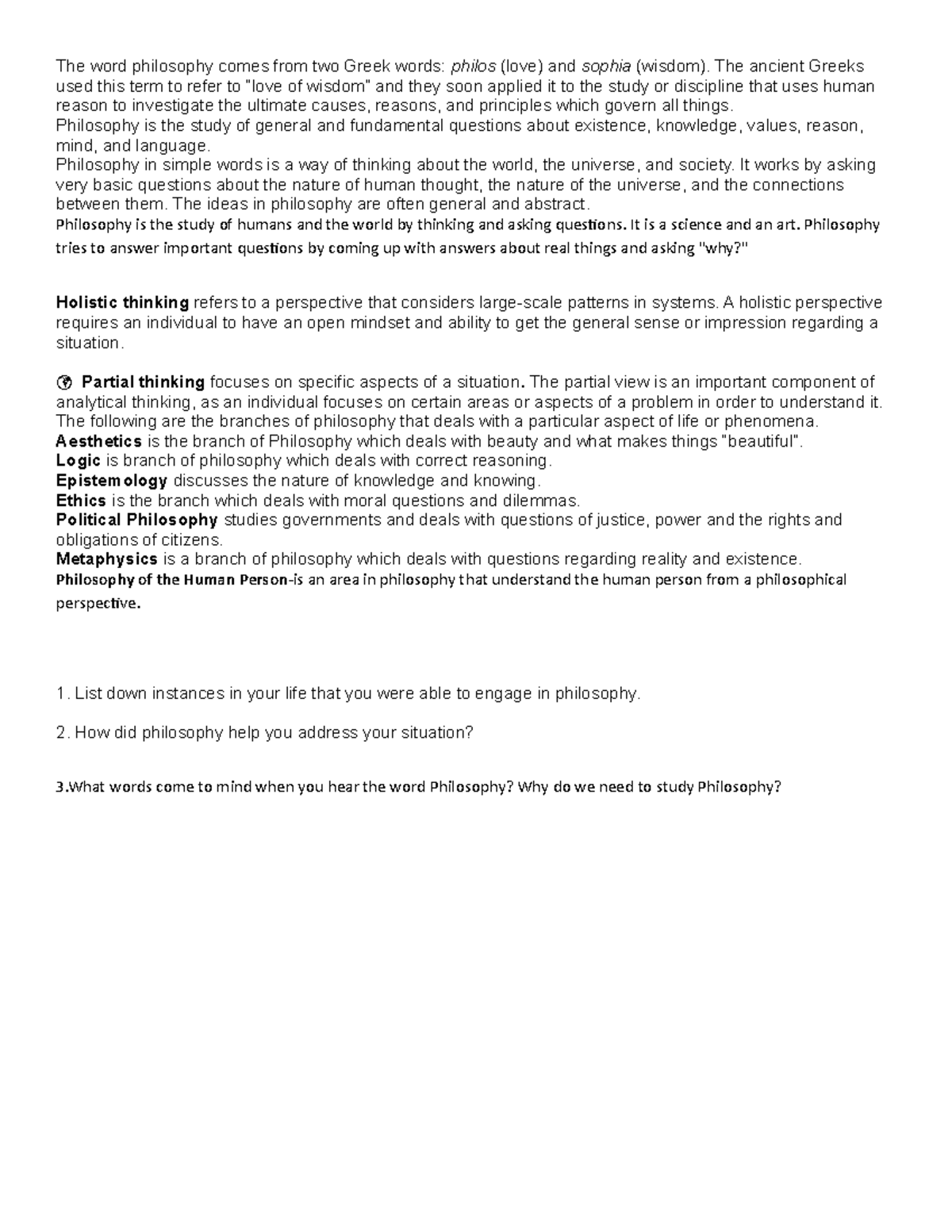 Philo- Notes - it helps you to gain more knowledge - The word ...